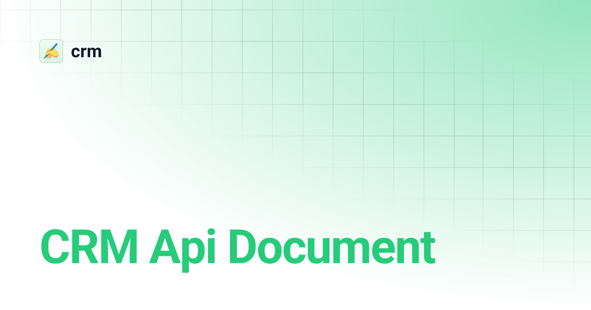 CRM Api Document | crm